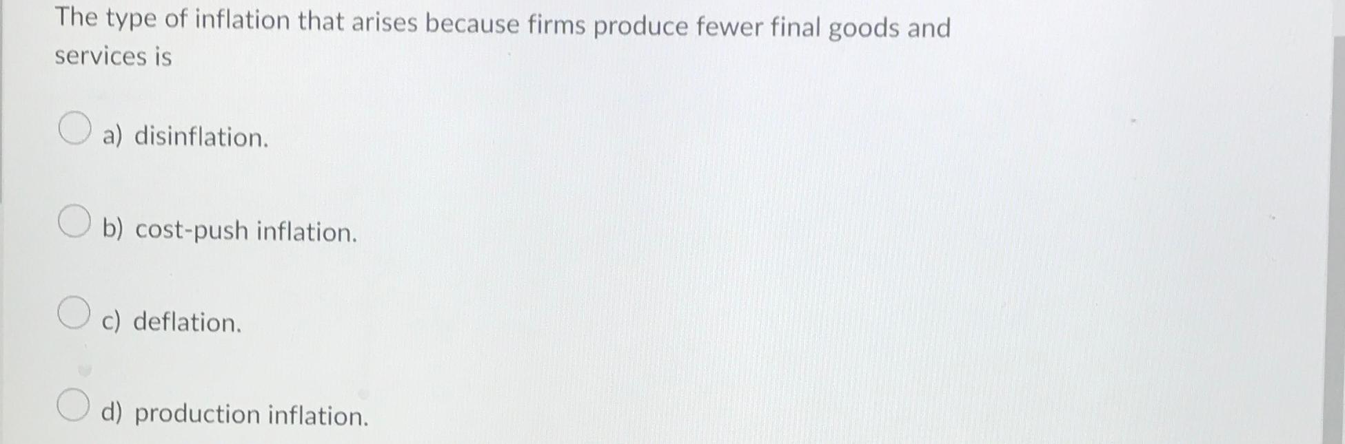 Solved The type of inflation that arises because firms | Chegg.com