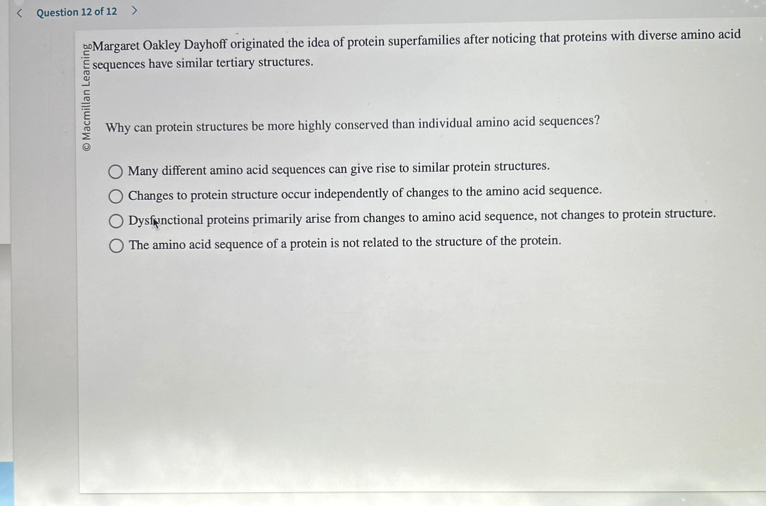 Solved Question 12 ﻿of 12Why can protein structures be more | Chegg.com