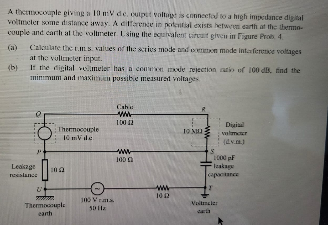Solved A thermocouple giving a 10mV ﻿d.c. ﻿output voltage is | Chegg.com