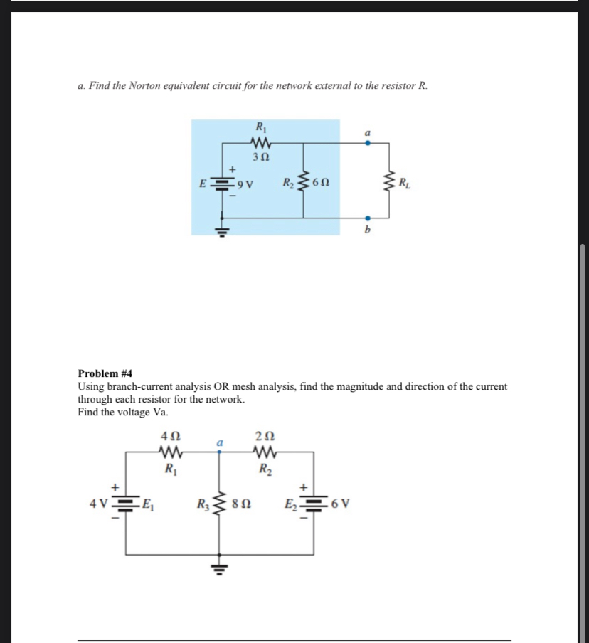 Solved a. ﻿Find the Norton equivalent circuit for the | Chegg.com