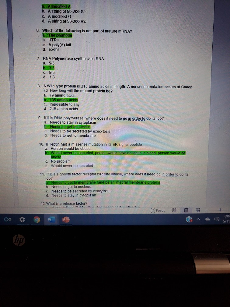 Solved can someone please check my answers and if any are | Chegg.com