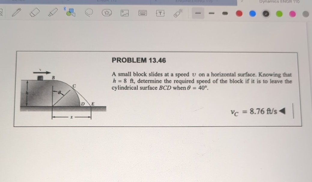 Solved PROBLEM 13.46A small block slides at a speed v ﻿on a | Chegg.com