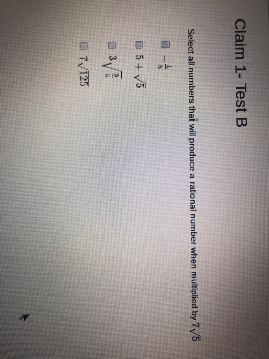 Solved Claim 1- Test B Select all numbers that will produce | Chegg.com