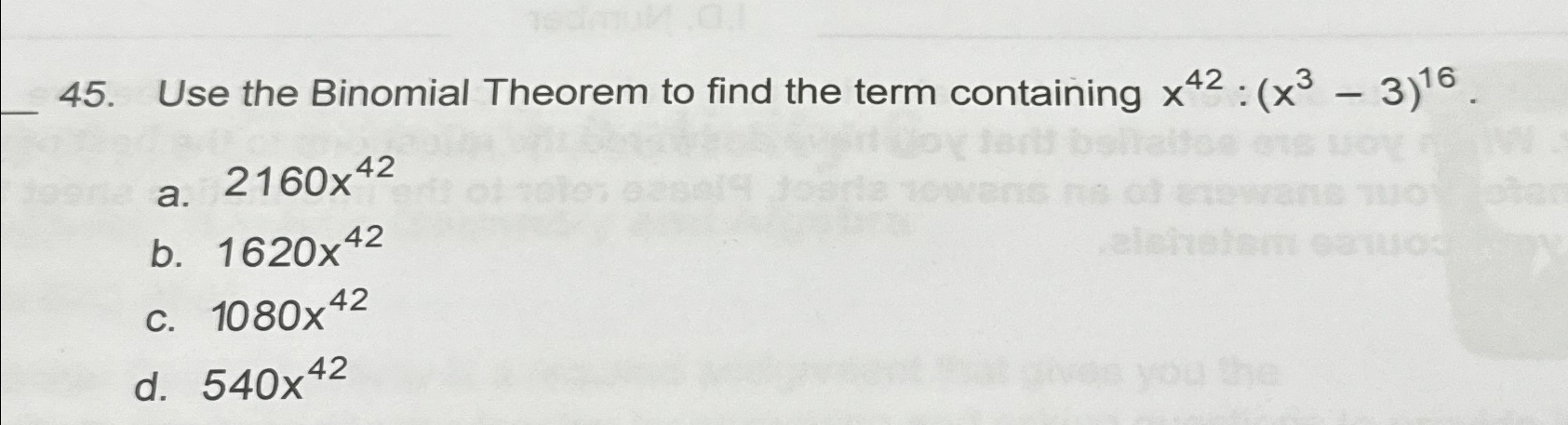 Solved Use the Binomial Theorem to find the term containing | Chegg.com