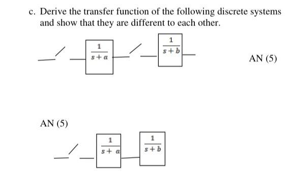 Solved c. Derive the transfer function of the following | Chegg.com