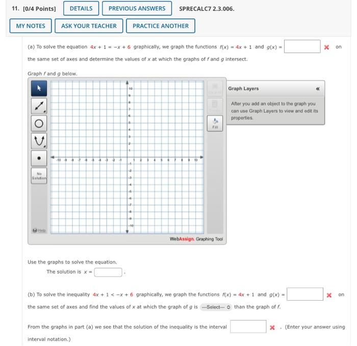 Solved (a) To solve the equation 4x+1=−x+6 graphically, we | Chegg.com