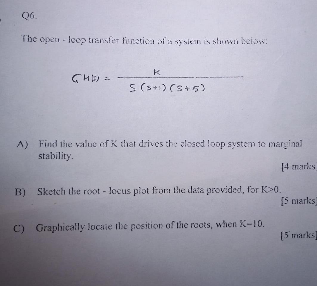 Solved The open - loop transfer function of a system is | Chegg.com