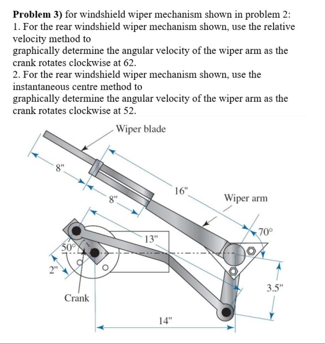 Solved Problem 3) for windshield wiper mechanism shown in | Chegg.com