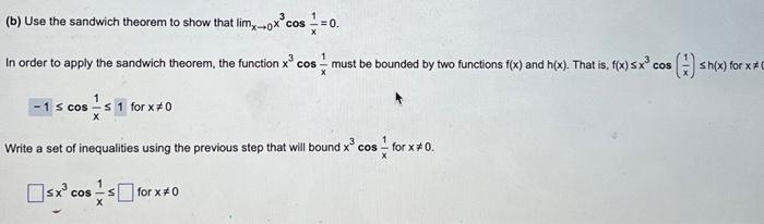 Solved (b) Use the sandwich theorem to show that | Chegg.com