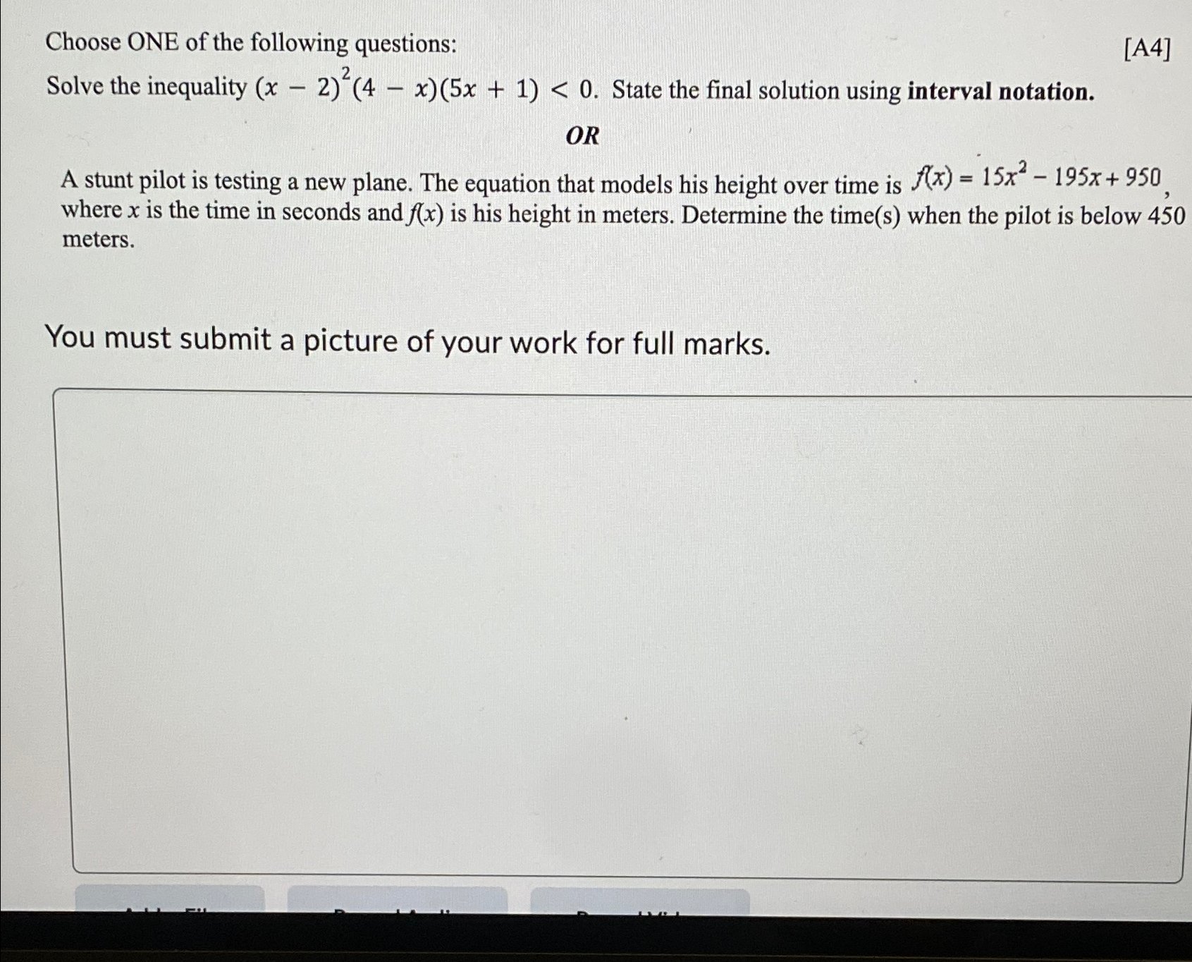 Solved Choose ONE of the following questions:[A4]Solve the | Chegg.com