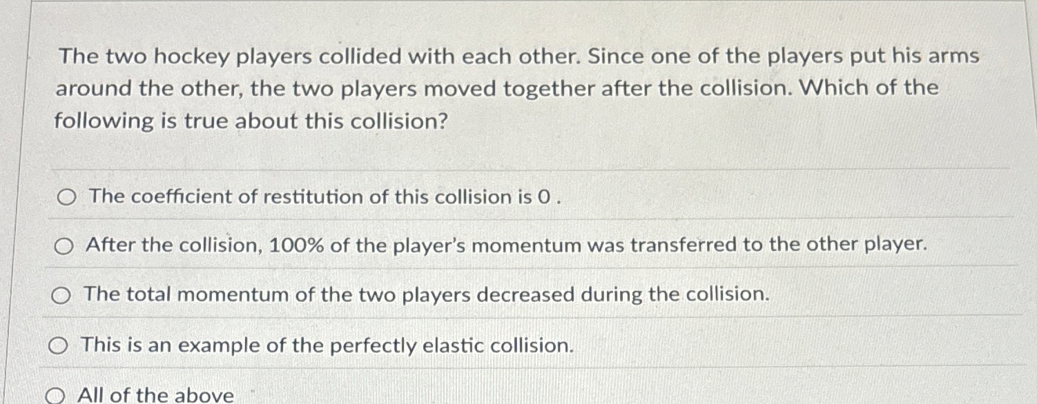 High Quality SOLUTION The two hockey players collided with each other. | Chegg.com