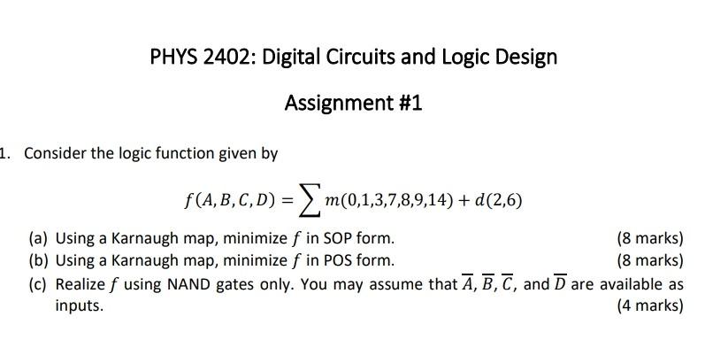 Solved PHYS 2402: Digital Circuits and Logic Design | Chegg.com