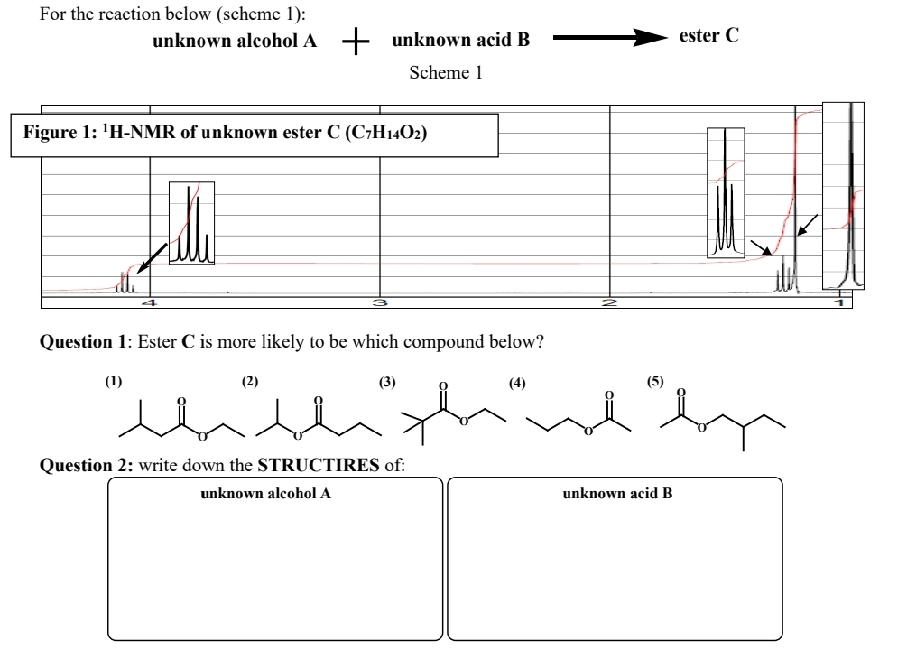 Solved For the reaction below (scheme 1):unknown alcohol A+ | Chegg.com