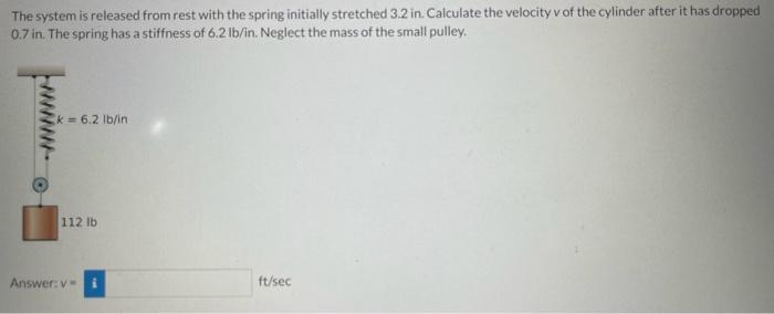 Solved The system is released from rest with the spring | Chegg.com