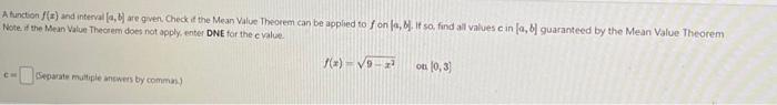 Solved A tunction f(x) and interval [a,b] are gven, Check it | Chegg.com