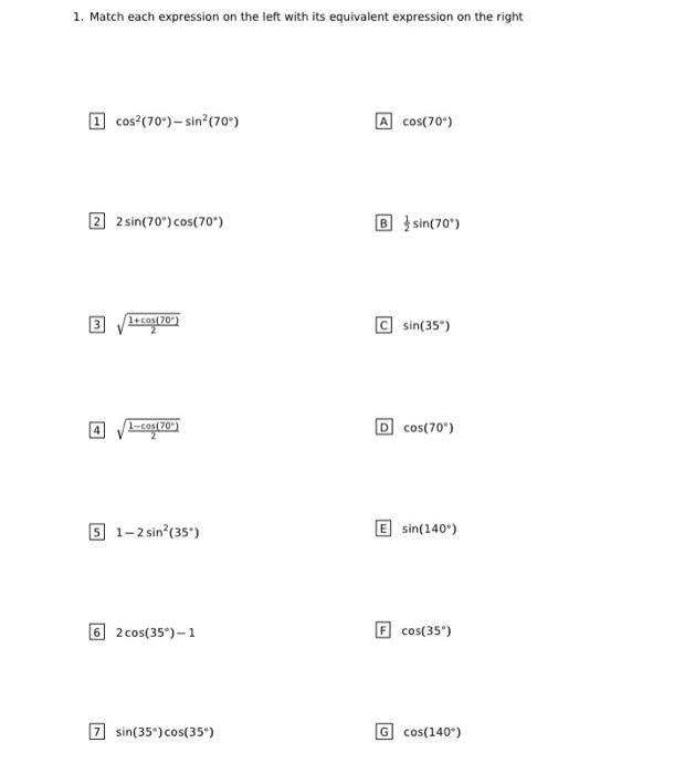 Solved 1. Match each expression on the left with its | Chegg.com