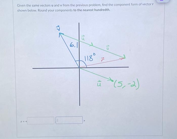 Solved Given the same vectors u and v from the previous | Chegg.com