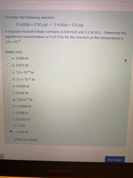 Solved Consider the following reaction: 2 H2O(g) + 2 SO2(g) | Chegg.com