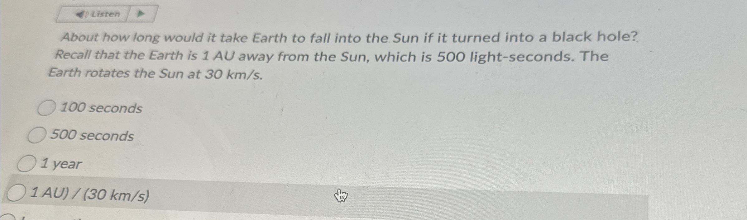 Solved About how long would it take Earth to fall into the | Chegg.com