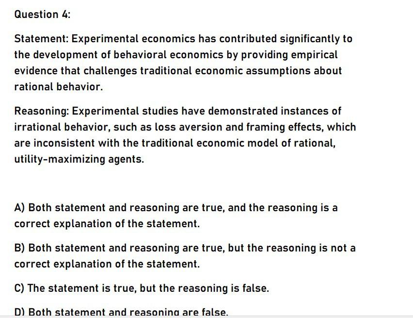 Solved Statement: Experimental economics has contributed | Chegg.com