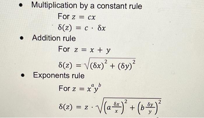 Solved Multiplication by a constant rule For z=cx δ(z)=c⋅δx | Chegg.com