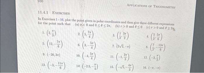 Solved In Exercises 1 - 16, plot the point given in polar | Chegg.com