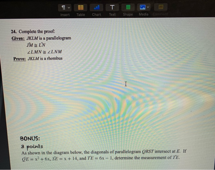 Solved Tv Insert Table Chart Text Shape Media Comment 24. | Chegg.com