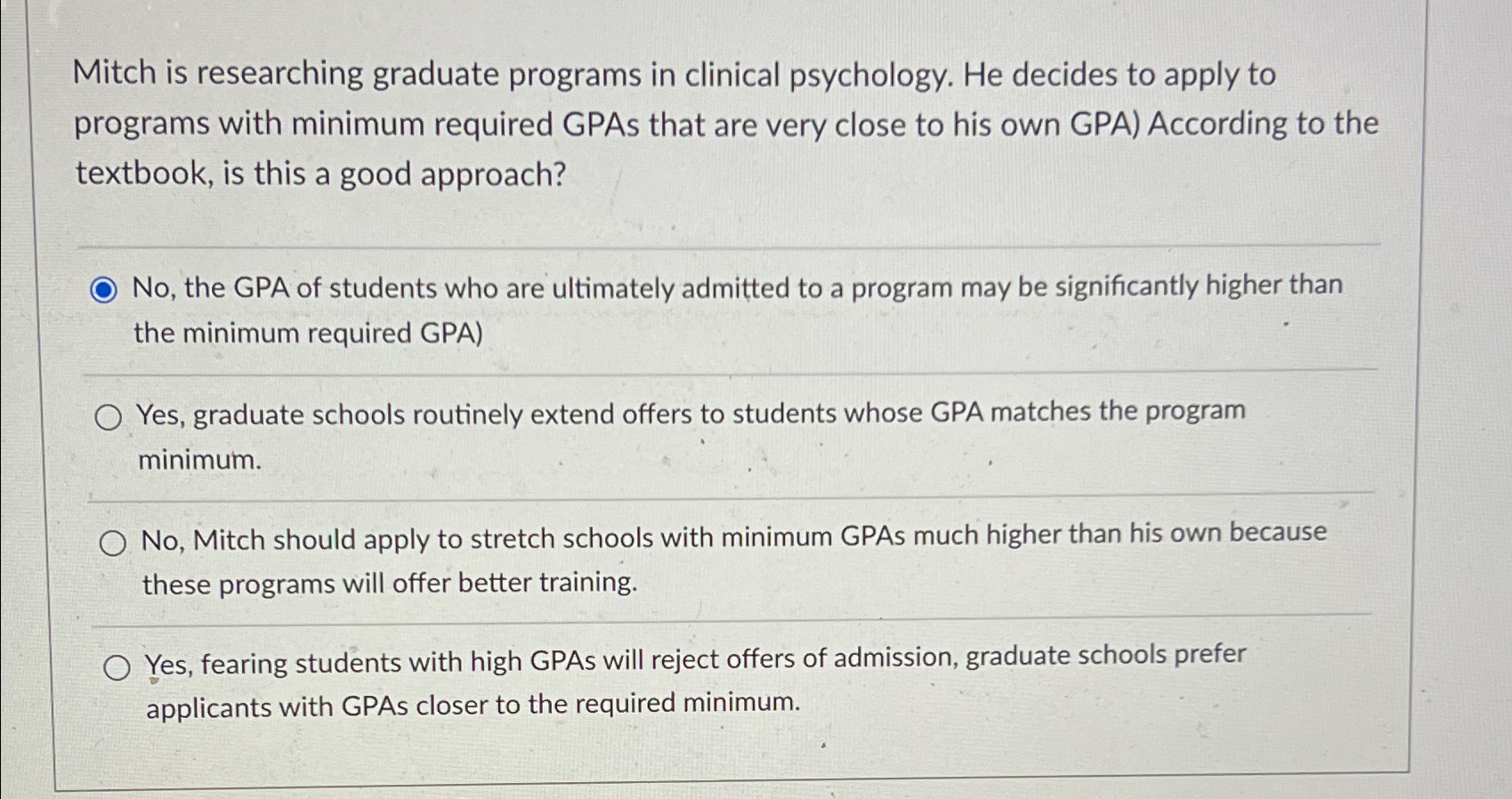 Solved Mitch is researching graduate programs in clinical | Chegg.com