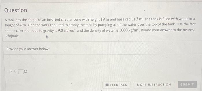Solved A tank has the shape of an inverted circular cone | Chegg.com