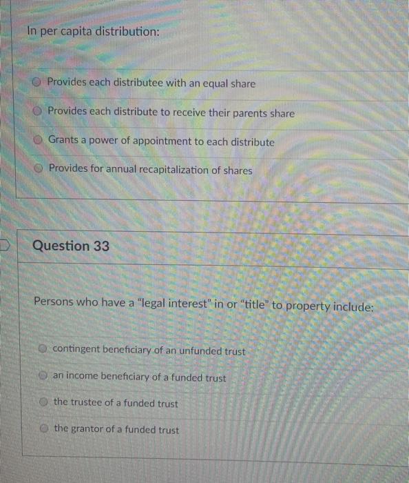 Solved In per capita distribution: Provides each distributee | Chegg.com
