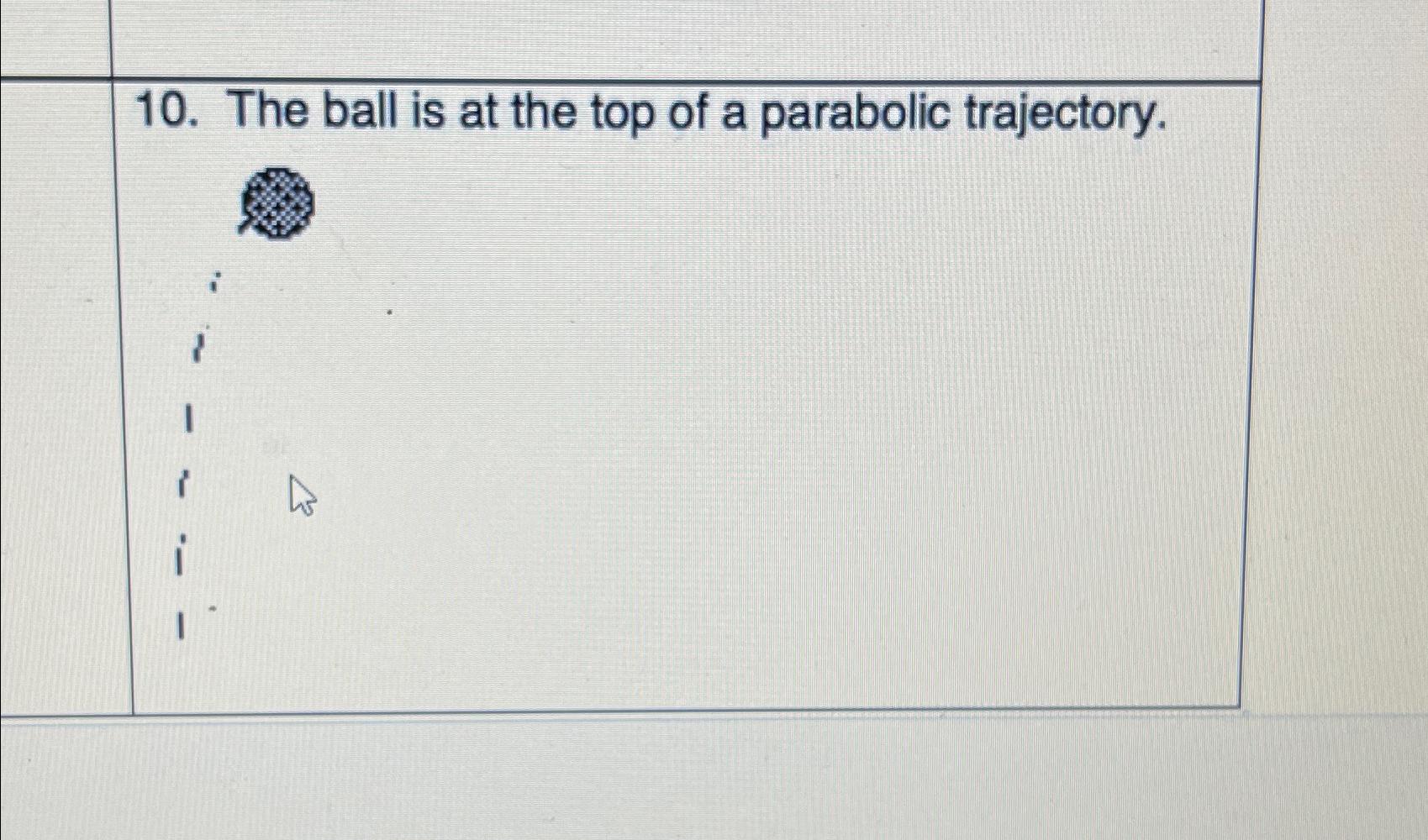 The ball is at the top of a parabolic trajectory. | Chegg.com