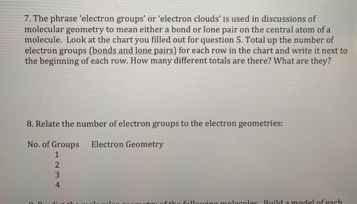 Experiment 5: Molecular Geometry Data Collection and | Chegg.com