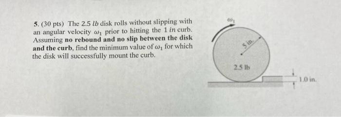 Solved 5. ( 30pts) The 2.5lb disk rolls without slipping | Chegg.com
