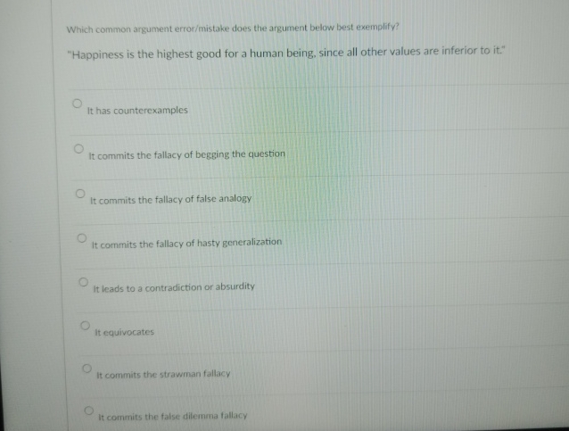 Solved Which common argument error/mistake does the argument | Chegg.com