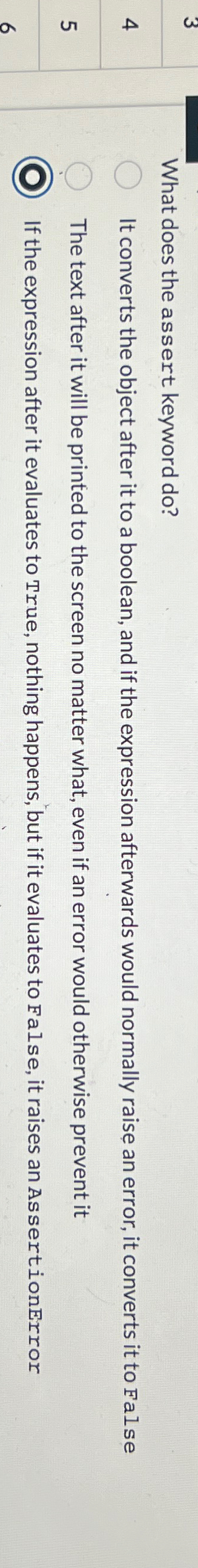 Solved What does the assert keyword do?It converts the | Chegg.com