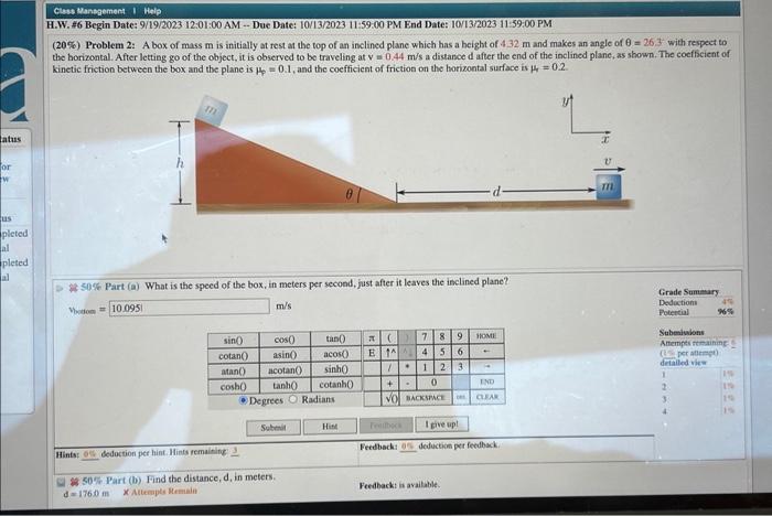 Solved (20\%) Problem 2: A box of mass m is initially at | Chegg.com