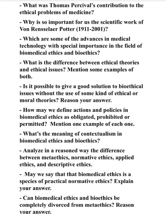 Solved - What was Thomas Percival's contribution to the | Chegg.com