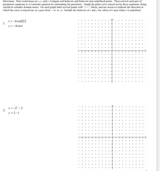 Solved Directions: Note restrictions on x, y, and t. Compute | Chegg.com