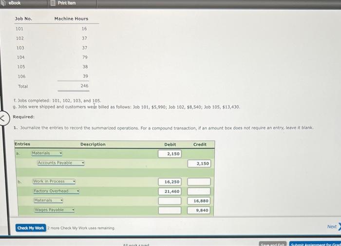 Solved Entries and Schedules for Unfinished Jobs and | Chegg.com