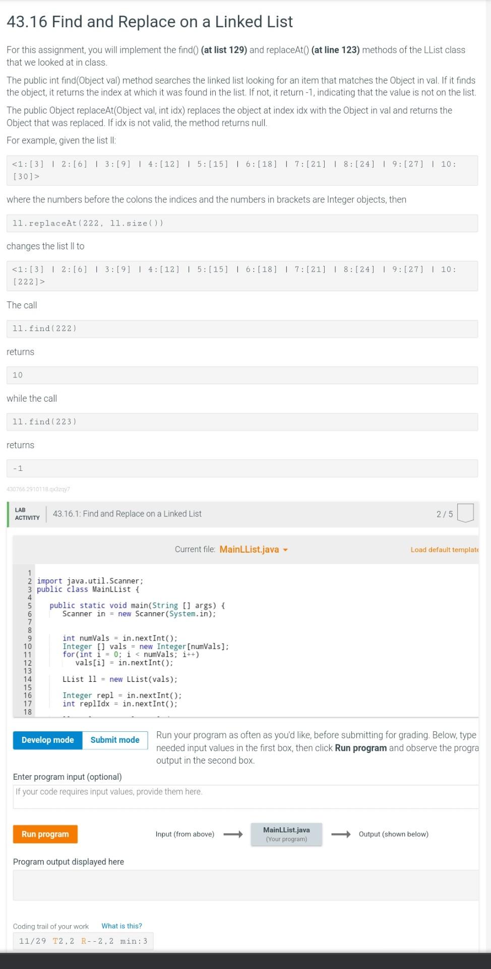 Enter program input (optional) If your code requires | Chegg.com