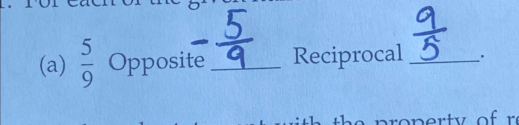 Solved (a) 59 ﻿Opposite Reciprocal | Chegg.com