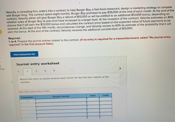 Solved Velocity, a consulting firm, enters into a contract | Chegg.com
