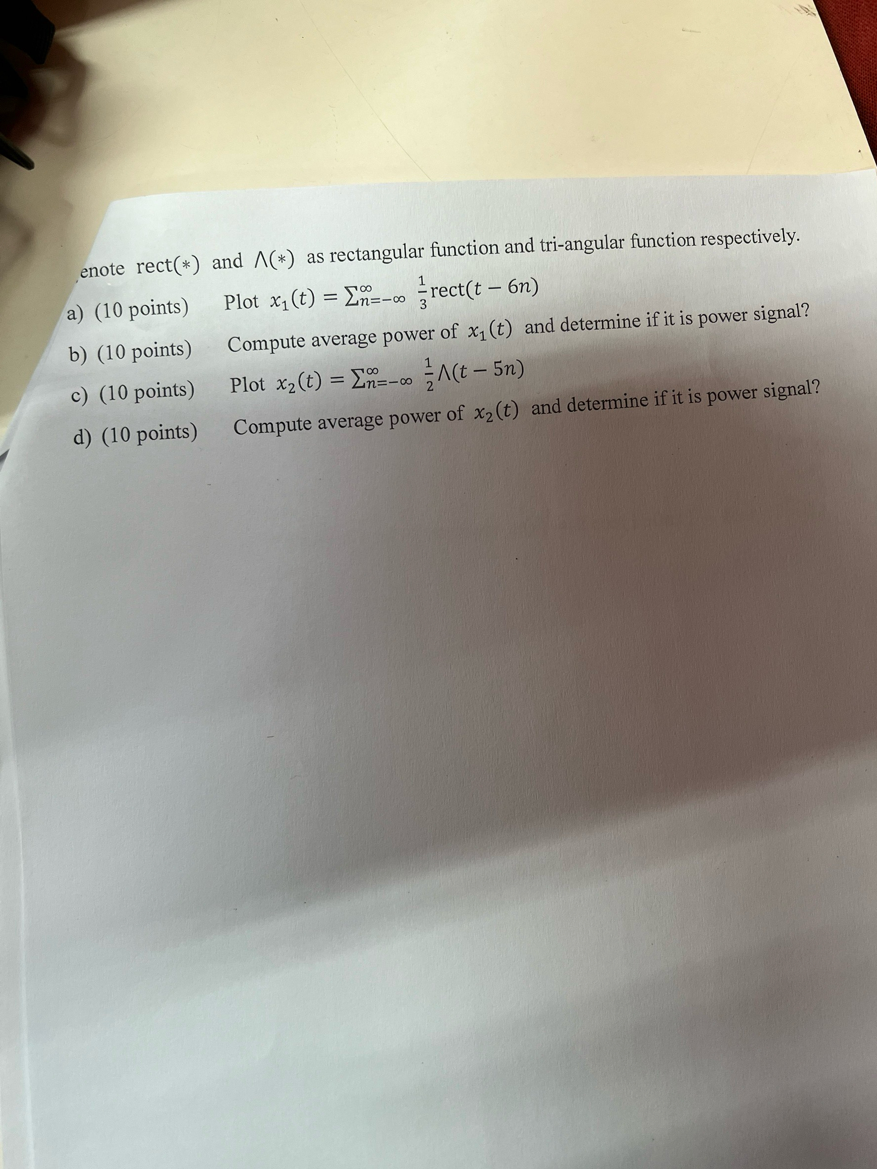 Solved enote rect(**) ﻿and Λ(**) ﻿as rectangular function | Chegg.com