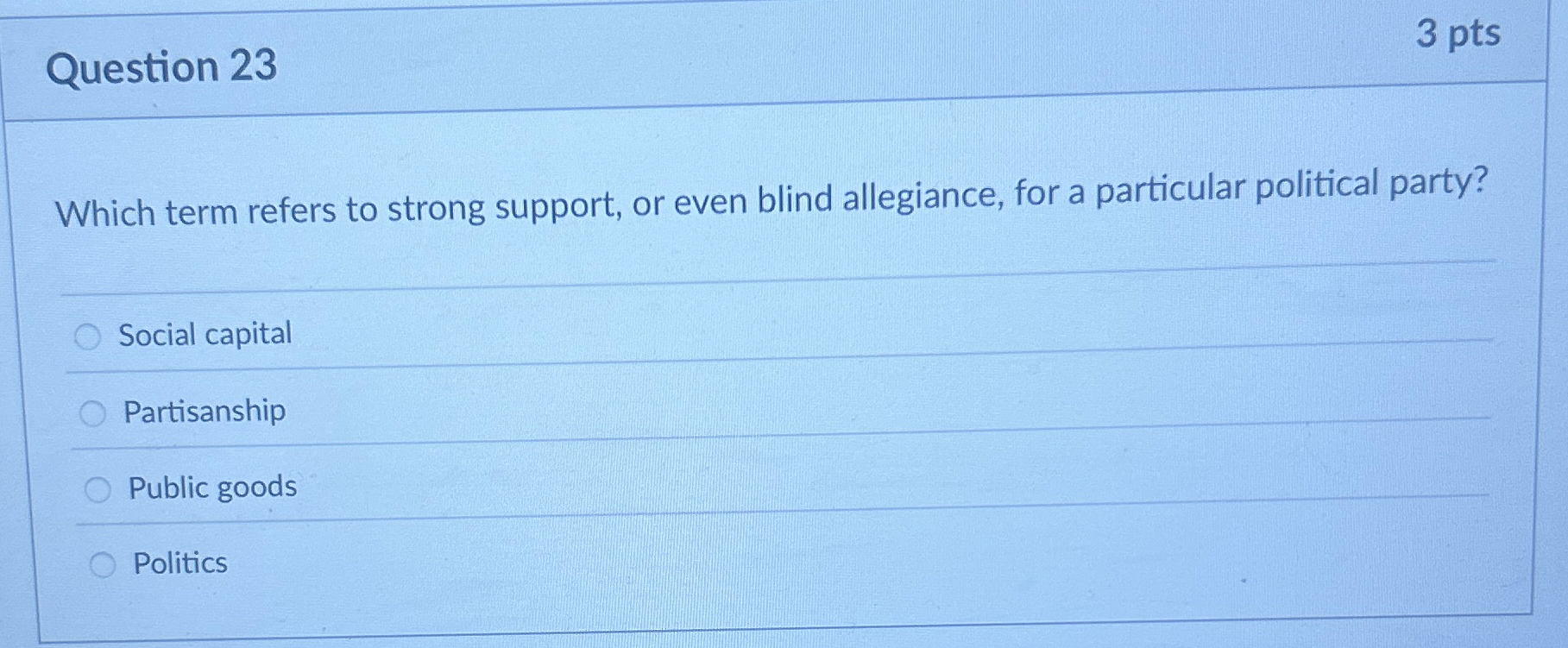 Solved Question 23Which term refers to strong support, or | Chegg.com
