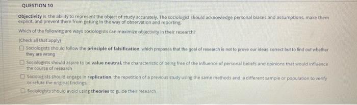 Solved QUESTION 10 objectivity is the ability to represent | Chegg.com