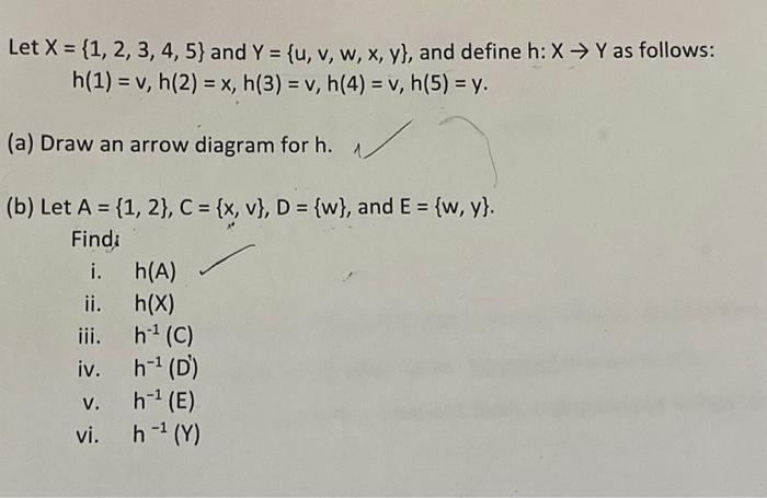 Solved Let X = {1, 2, 3, 4, 5} and Y = {u, v, w, x, y), and | Chegg.com