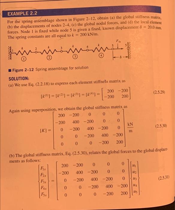 Solved EXAMPLE 2.2 For the spring assemblage shown in Figure | Chegg.com