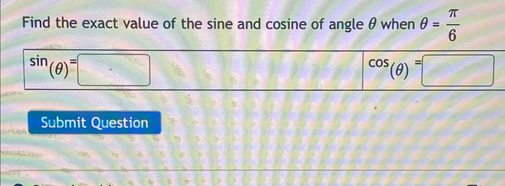 Solved Find the exact value of the sine and cosine of angle | Chegg.com