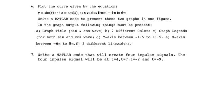 Solved 6. Plot the curve given by the equations y = sin(x) | Chegg.com