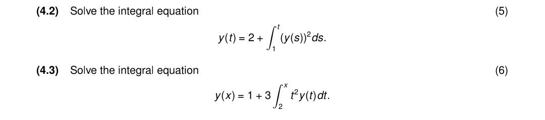 Solved (4.2) Solve the integral equation | Chegg.com